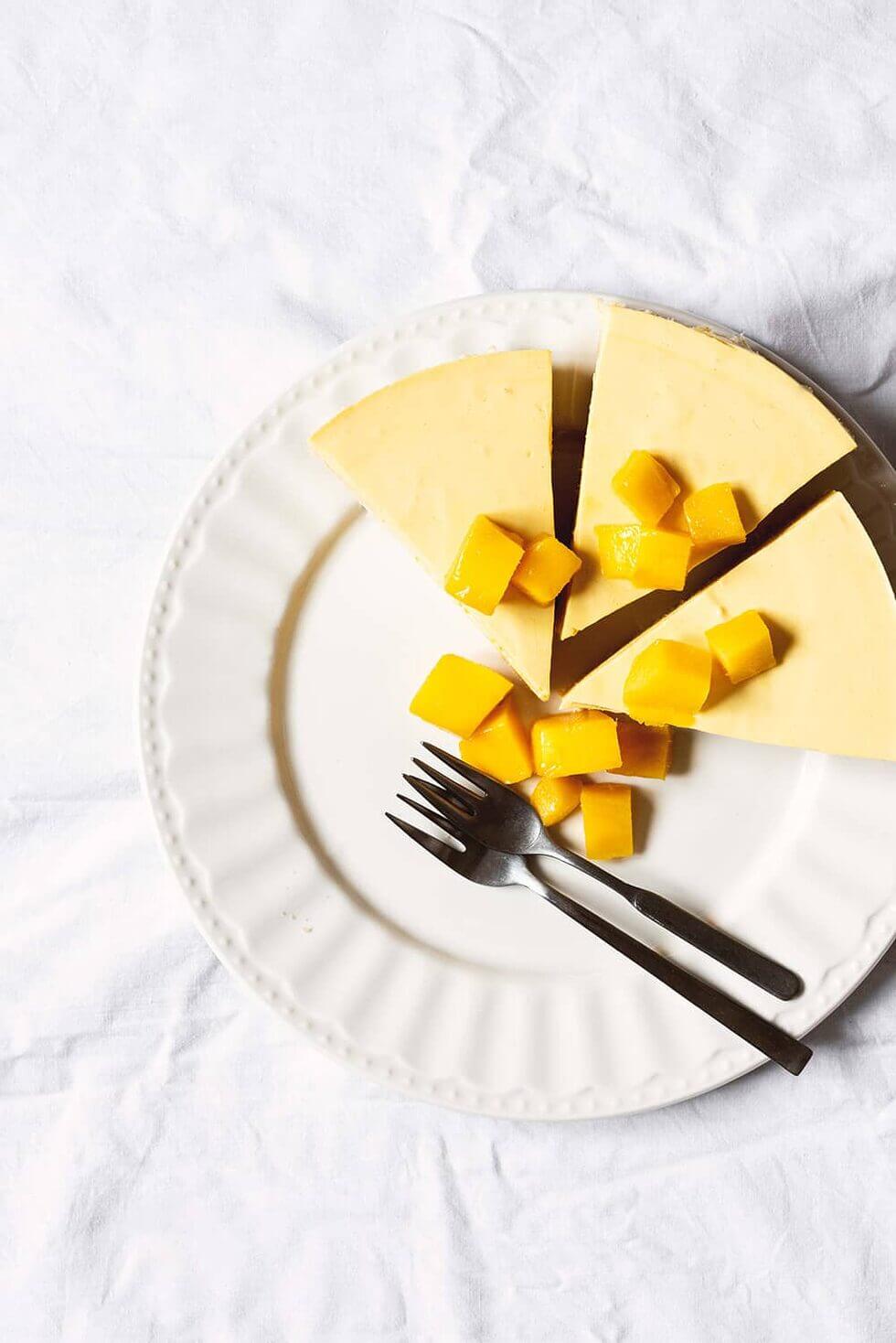 Tarta de mango y queso - Con base de bizcocho