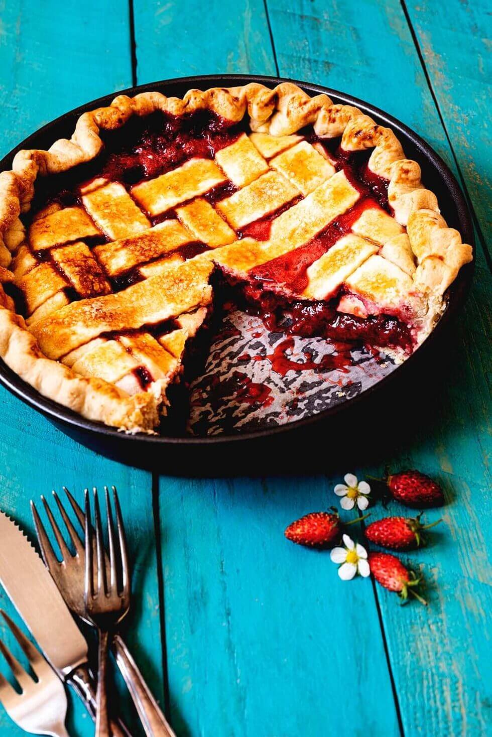 Pie de fresas - Muy bonito y rico